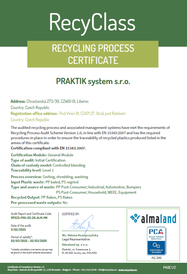 We are excited to announce our new RecyClass certification! | Praktik ...